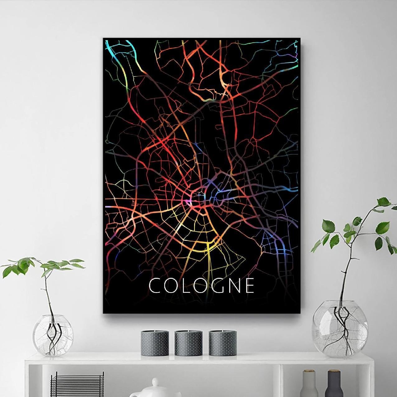 Home Decor Watercolor City Map Canvas Painting - Eazy Drops